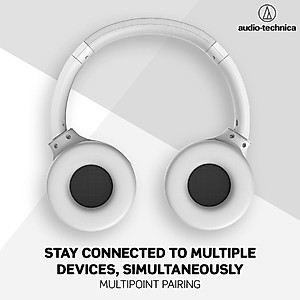 Audio-Technica ATH-S220BTWH Wireless On Ear Headphones, White, Adjustable