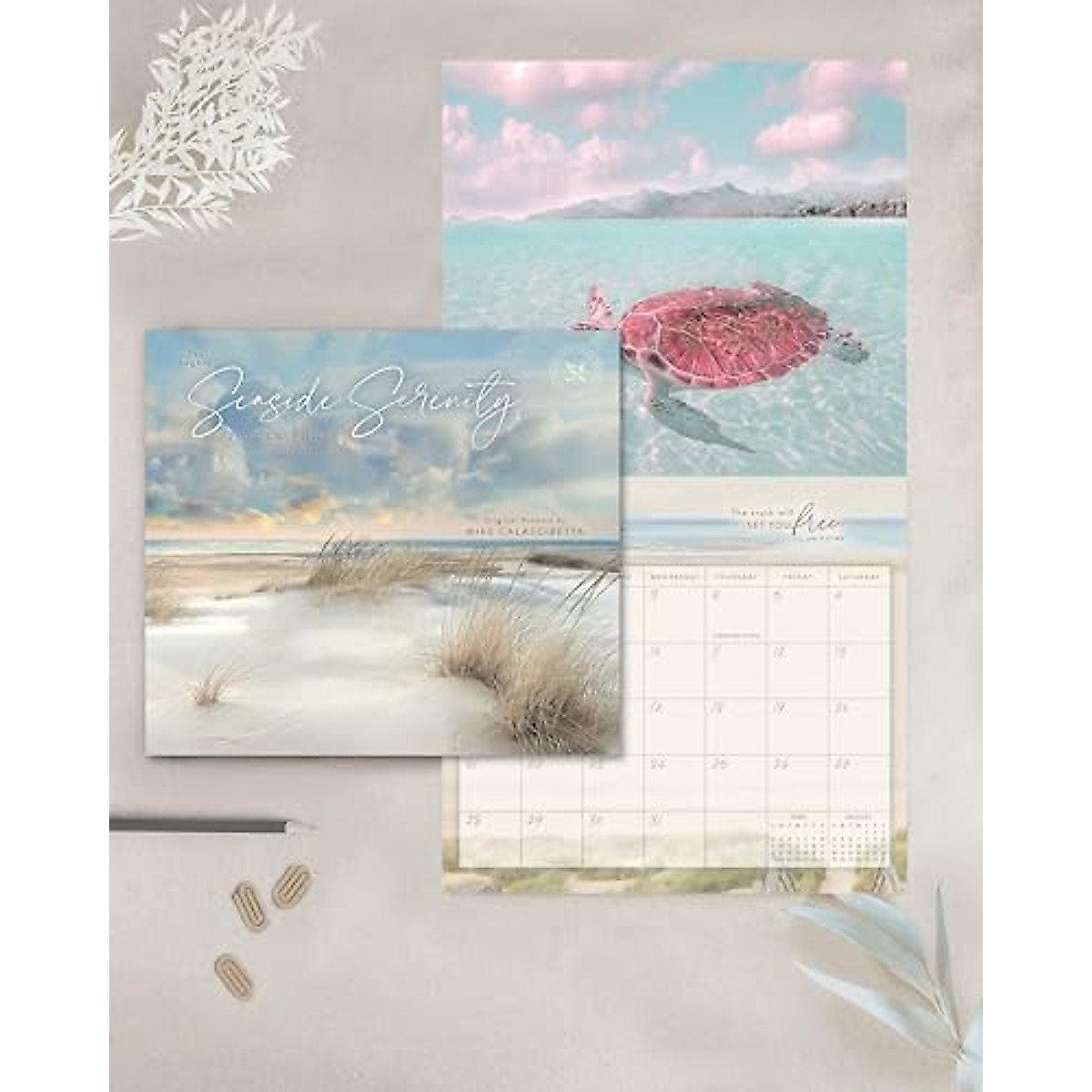 Legacy Seaside Serenity Sand Blue 13 x 12 Paper 2024 Hanging Wall Calendar