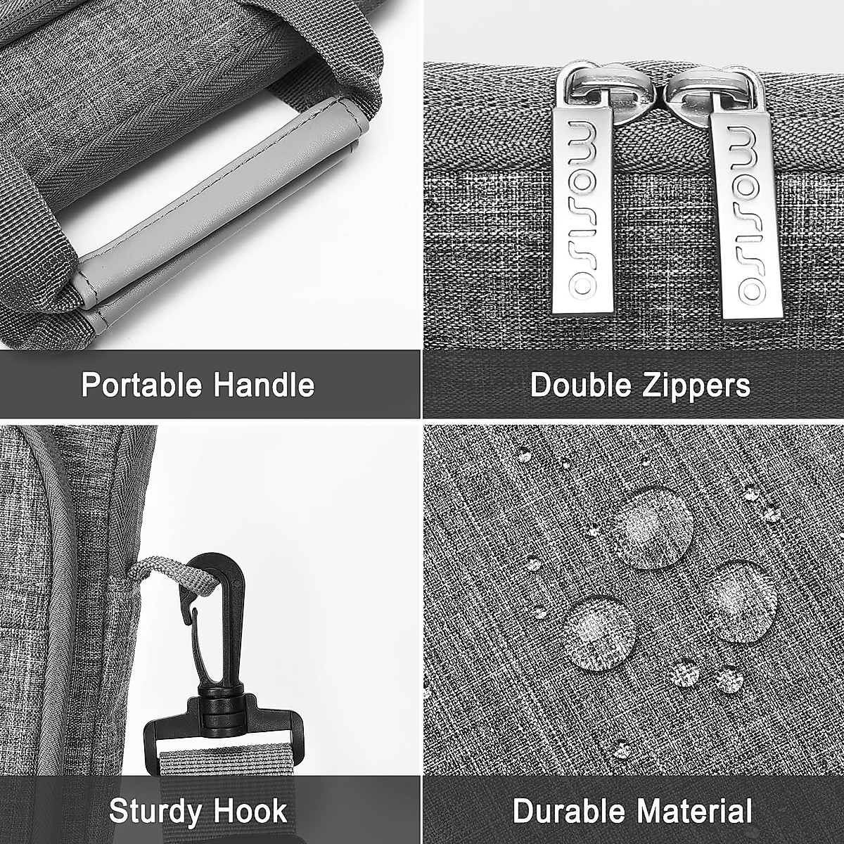 MOSISO Vertical Laptop Shoulder Bag Compatible with MacBook Air/Pro,13-13.3 inch Notebook,Compatible with MacBook Pro 14 2023-2021 A2779 M2 A2442 M1 with 2 Front Pockets&Front Decorative Pockets, Gray