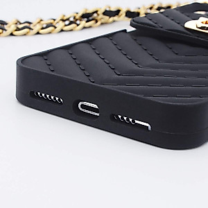 LUVI for iPhone XR Wallet Case with Neck Strap Crossbody Chain Credit Card Holder Slot with Handbag Wrist Strap Protective Cover for Girls Women Silicone Shockproof Case for iPhone XR Black