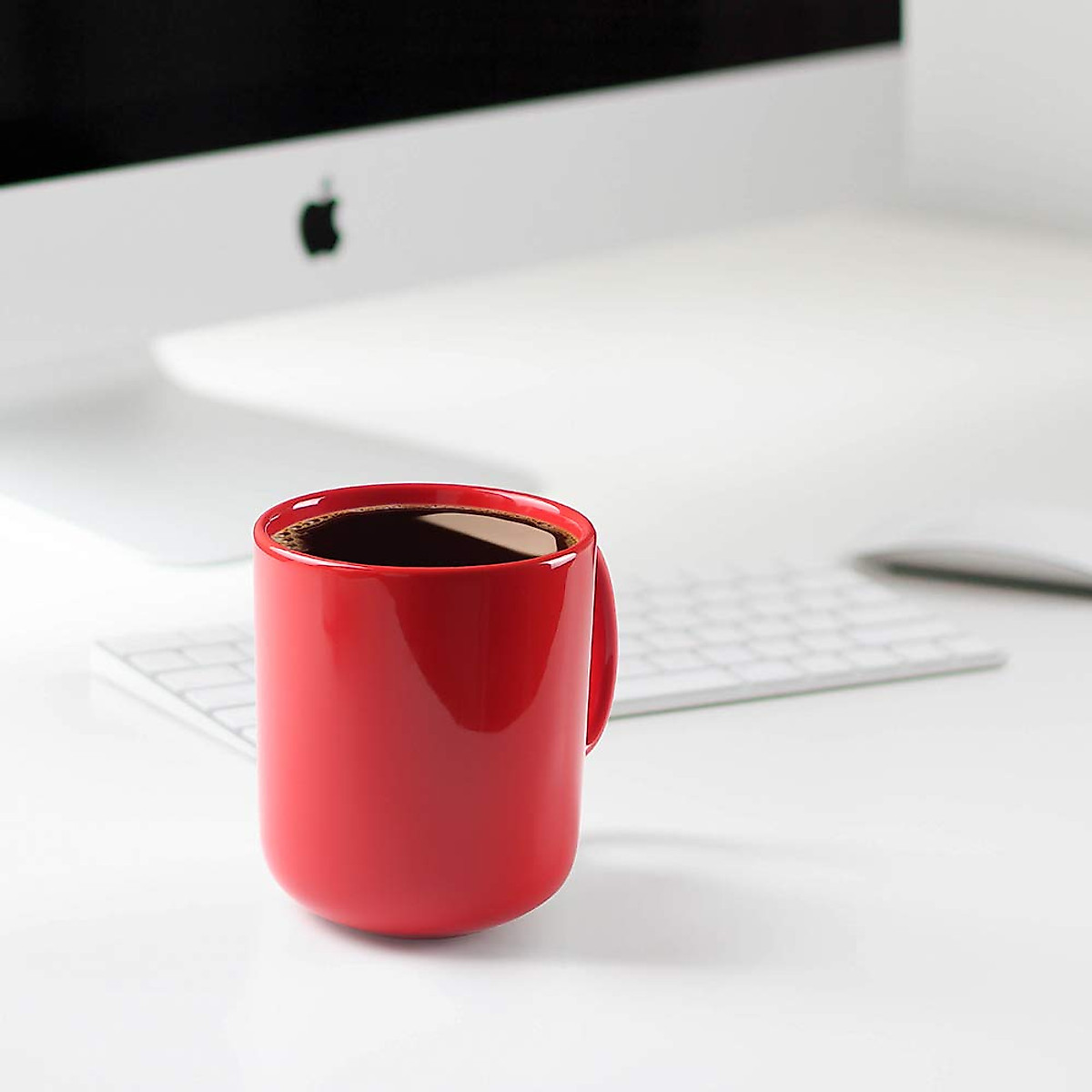 20 OZ Large Coffee Mug, Harebe Smooth Ceramic Tea Cup for Office and Home, Big Capacity with Handle, Red