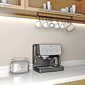 OKEPOO 304 Stainless Steel Kitchen Utensil Hanger - 30 Inch Wall Mount with 10 Noiseless Sliding Hooks, Pots and Pans Hanging Rack, Organizer Storage Perfect for Organizing Cooking Tools, Black