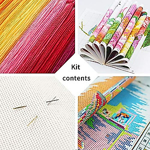 Dimensean Stamped Cross Stitch Kits Full Range of Embroidery Patterns Starter Kits for Beginners Adult or Kids DIY Cross Stitches Needlepoint Kits 11CT-Park Scenery 15.7x21.3 inch