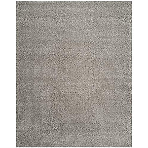 SAFAVIEH Santa Monica Shag Collection 6'7" x 9'6" Silver SGN725 Solid Non-Shedding Living Room Bedroom Dining Room Entryway Plush 2-inch Thick Area Rug