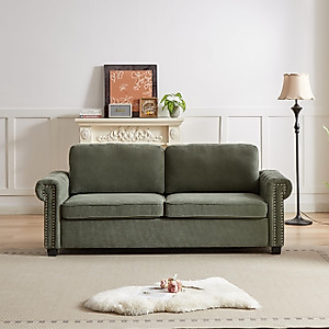 Polibi 83.8" Convertible Sleeper Sofa Bed, 2-in-1 Pullout Sofa Bed, Polyester Sleeper Sofa Bed with Folding Mattress,Loveseat Sofa for Living Room,Apartment,Small Space,Green