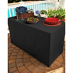 Folding Table Cover, Fitted Tablecloth for 6-Foot Folding Table, Black