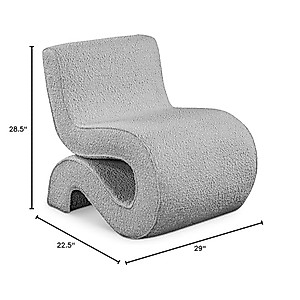 Meridian Furniture 599Grey Desiree Collection Modern | Contemporary Boucle Fabric Upholstered Accent Chair with Rich Grey Boucle Fabric, Curved Design, 22.5" W x 29" D x 28.5" H, Grey