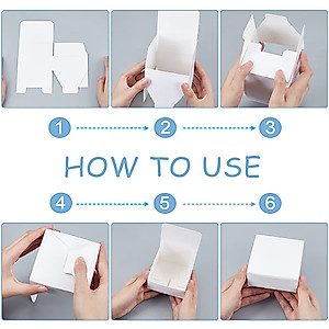 PH PandaHall 30pcs White Gift Box, 3.5x3.5x1.5 Inch Kraft Paper Box Packing Cardboard Box Favor Treat Boxes Small Foldable Paper Gift Box for Soap Tea Light Birthday Christmas Wedding Baby Shower