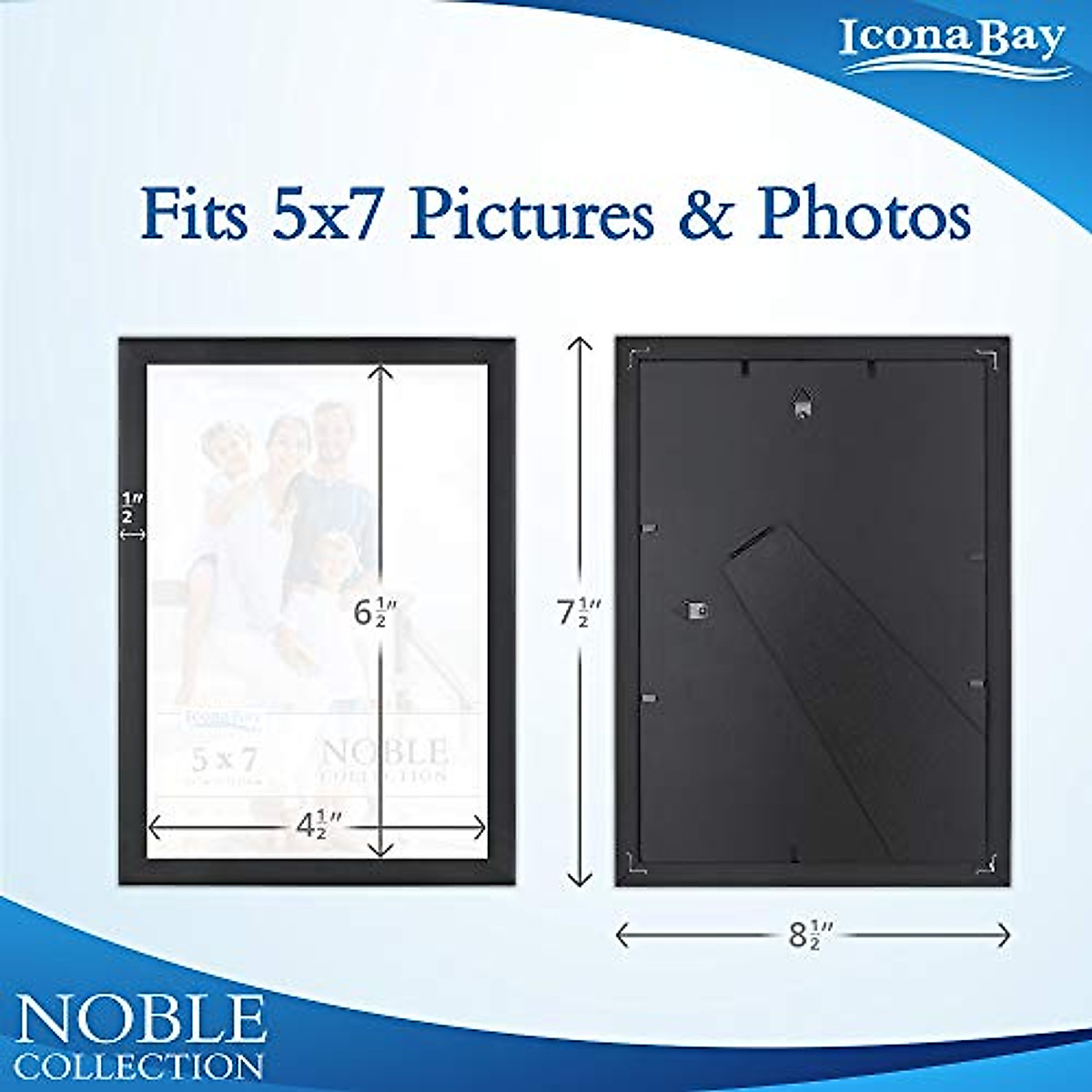 Icona Bay 5x7 Black Picture Frame, Modern Professional Frame, Noble Collection