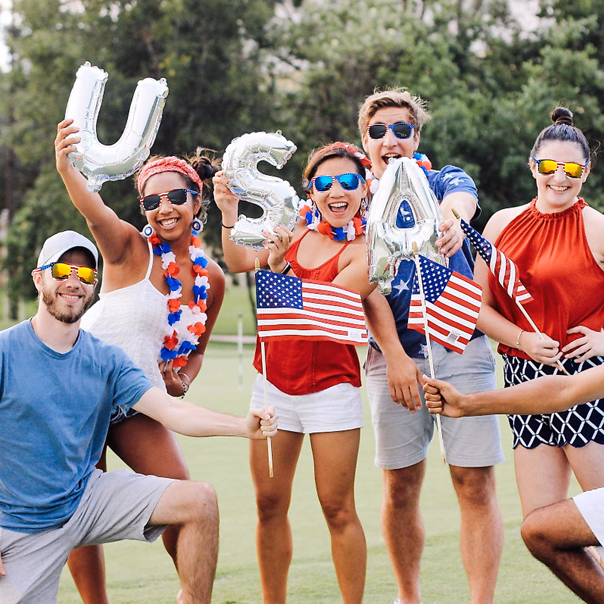 12 Pairs American Flag Sunglasses UV400, Patriotic Accessories Red White and Blue Sunglasses 4th of July Party Supplies Fourth of July Accessories USA Flag Favors for Women Men Teens Memorial Day