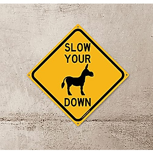 Slow Your Ass Down 12" x 12" Funny Tin Road Sign Driver and Motorist Alert Protect Neighborhood Children Home Decor