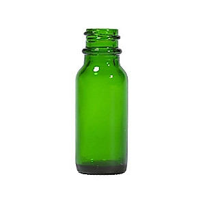 1/2 Oz (15 ml) Green Boston Round Glass Bottle w/Glass Dropper - Pack of 12