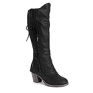 MUK LUKS Women's Lacy Leo Fashion Boots, Black, 7
