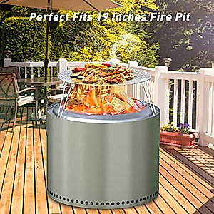 Grill Grate for Solo Stove Bonfire, 19.5 Inch Round Grill Grate with 3 Detachable Legs , Stainless Steel Fire Pit Cooking Grate Raised Top Grate for Bonfire Stove
