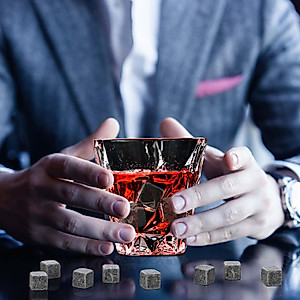 facertuey Whiskey Stone Gift Set, Whiskey Gifts for Men,, Granite Chilling Whisky Rocks,Paired with Scotch, Cognac, Would be A Great Choice.