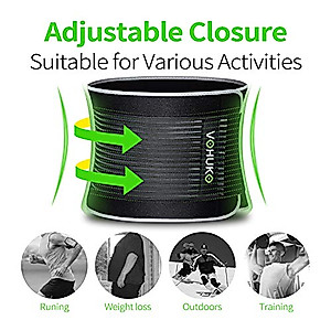 VOHUKO Waist Trimmer for Men, Widening Waist Trainer Ab Belt Sweat Wrap for Stomach and Back Lumbar Support Black