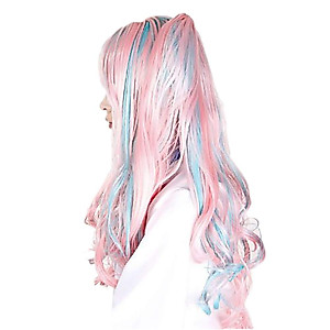 NEARTIME Cosplay Synthetic Curly Wigs, Colorful Beautiful Long Cool Full Lace Front Hair Girl Curly Multicolor Hair Wig