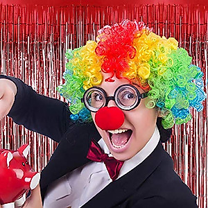 BTSD-home Red Foil Fringe Curtain, Metallic Photo Booth Backdrop Tinsel Door Curtains for Wedding Birthday Bridal Shower Baby Shower Bachelorette Christmas Party Decorations(4 Pack, 8ft x 3ft)