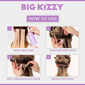 Big Kizzy Tape in Extension Remover (8oz) & Tape Ins Residue Remover (4oz), Big Kizzy Remover 1 + Remover 2 - Fastest Two Step System to Remove Tape in Extensions and Tape Ins Residue