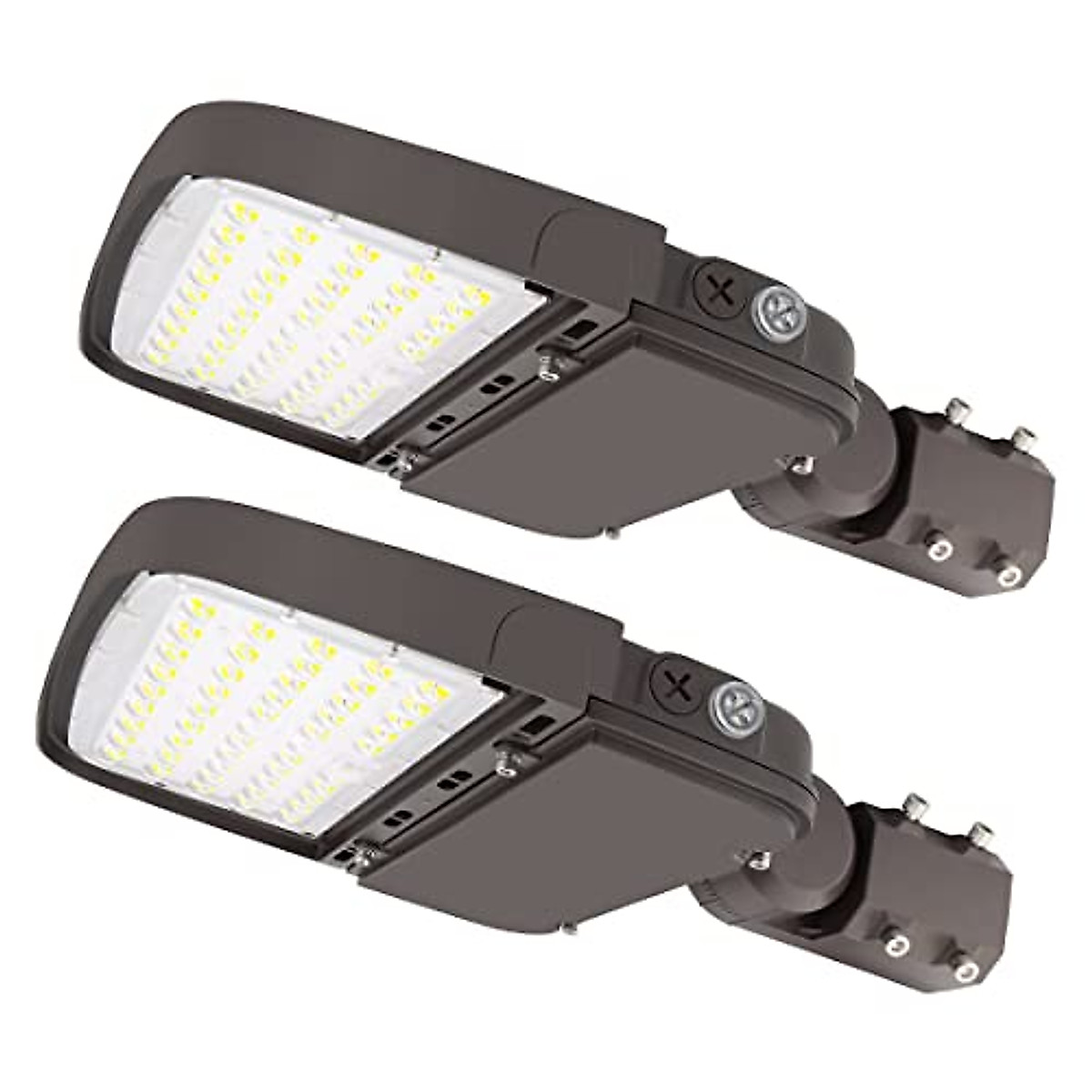 Xbuyee (2 Pack) 150W LED Parking Lot Light with Dust to Dawn Photocell, Outdoor Dimmable LED Shoebox Lights with Slipfitter, 130LM/W 5000K 100-277V IP65, Power Tunable 75W/100W/150W, ETL Listed