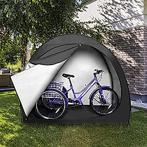 H&ZT Oversized Bike Storage Tent - 47" Depth Storage for Over 3 Bikes Waterproof Anti-uv Outdoor Bicycle Cover, Lawn Mower Garden Tools Shed, Backyard Storage Room Tent Shelter W/Fixing Peg & Ropes