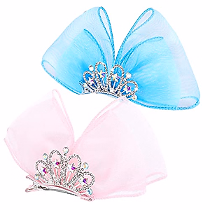 WLLHYF Diamond Crown Hair Pin Bow Hair Clips Gradient Metal Side Hair Barrette Princess Headband Mini Birthday Crown Hair Styling Headdress Accessories for Girls Kids