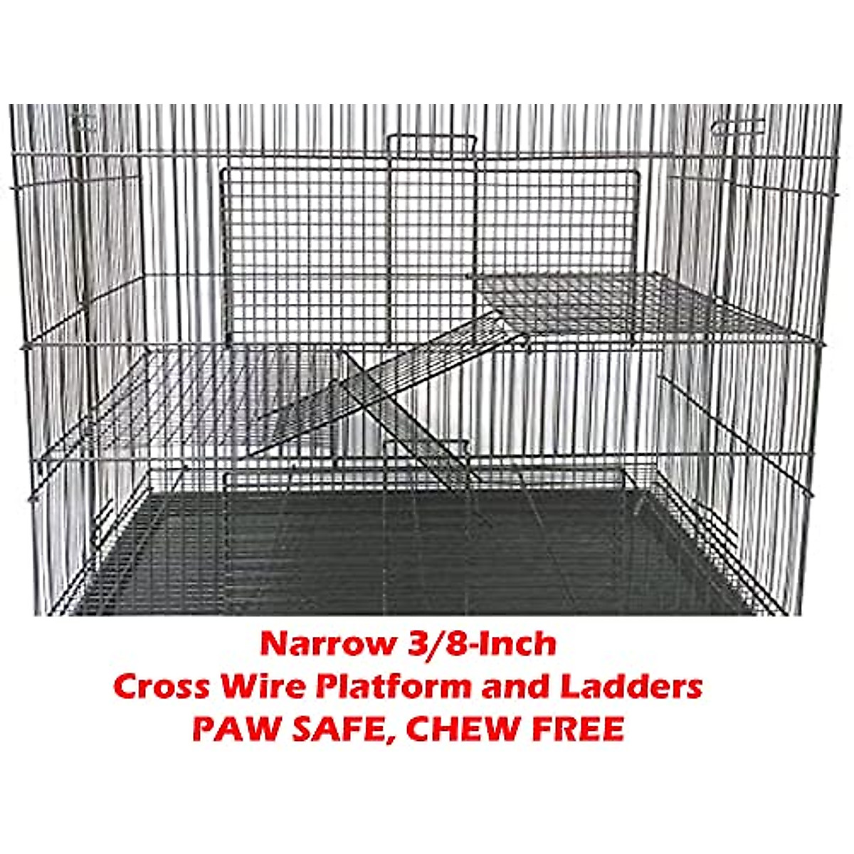 3 Levels Easy Foldable Chew-Proof Metal Small Animal Travel Carrier Cage Ferret Chinchilla Hamster Suger Glider Gerbil Rats Mouse Mice Guinea Pig Rodent Degu Dagus, Tight 3/8-Inch Bar Spacing