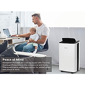 Honeywell Compact Portable Air Conditioner w/Dehumidifier & Fan Cools Rooms Up to 350 Sq.Ft. w/Drain Pan & Insulation Tape (HF08CESWK)