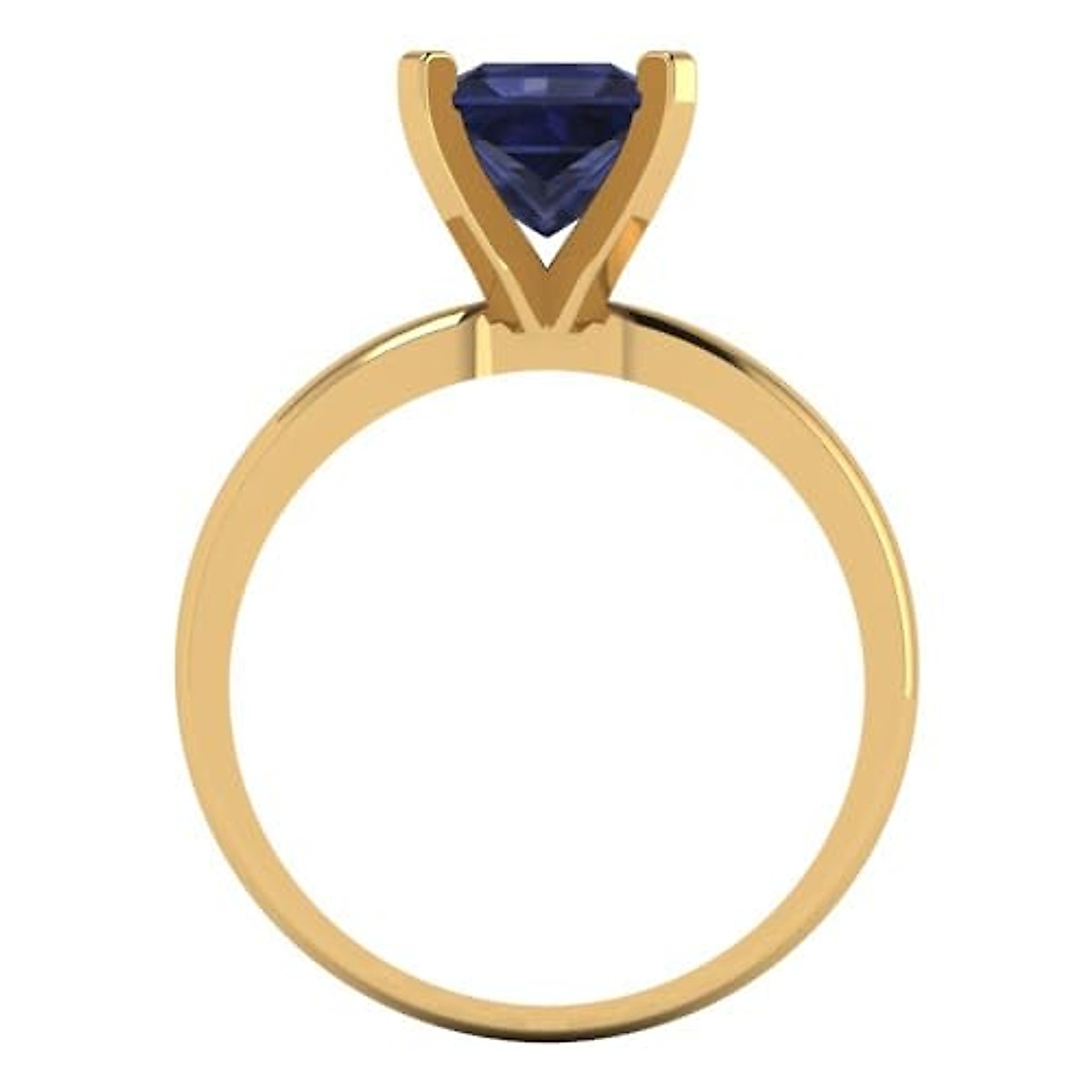Clara Pucci 1.5 ct Princess Cut Solitaire Simulated Blue Sapphire Engagement Bridal Promise Anniversary Ring 18K Yellow Gold Size 5.25