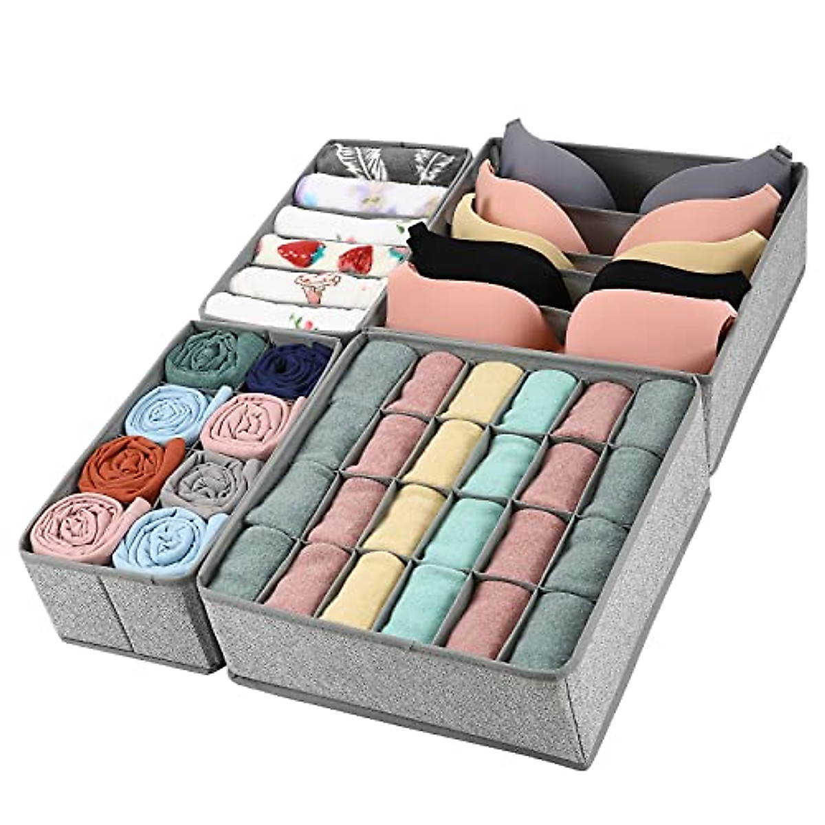 GOGOODA 8 Pack Drawer Organizer for Underwear Bra Sock Tie and Delicats Small Items