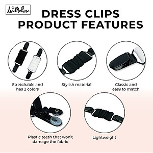 LoveMaReese Dress Clips Back Cinch for Fitting Black Clips 2pcs-4.2inch long Clothes Clips, Sweater Clips, Shawl Clips, Cardigan collar clips, Travel Hat Clips for Women