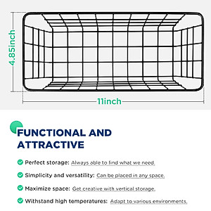 Ptinyiv 2 Pack Hanging Wall Basket Wire Storage Baskets, Adhesive Basket for Cabinet Door Organizer No Drilling, Hanging Fruit Baskets for Kitchen, Pantry Organization, Bathroom, Black