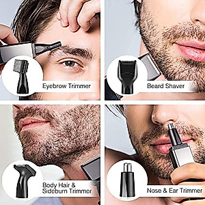 ELORES Ear and Nose Hair Trimmer for Men & Women, 4 in 1 Electric Eyebrow Trimmer Painless Nose Clippers Facial Hair Remover Waterproof with Dual Edge Blades
