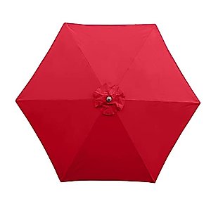 Formosa Covers 9ft Umbrella Replacement Canopy 6 Ribs in Red (Canopy Only)