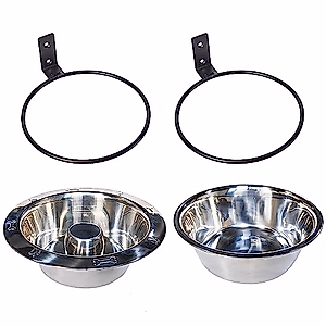 FOYO Elevated Slow Feeder Dog Bowls, Raised Dog Food and Water Bowls,Wall Mounted Pet Comfort Feeding Bowls for Small Dogs and Cats