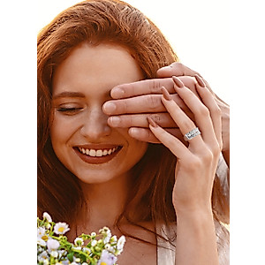 Beutirer 18K Gold Plated Rings for Women, 3-Row 5A Cubic Zirconia Ring Baguette Band Engagement Eternity Rings for Teen Girls Birthday Valentine's Day Anniversary Wedding Rings Size 5 6 7 8 9