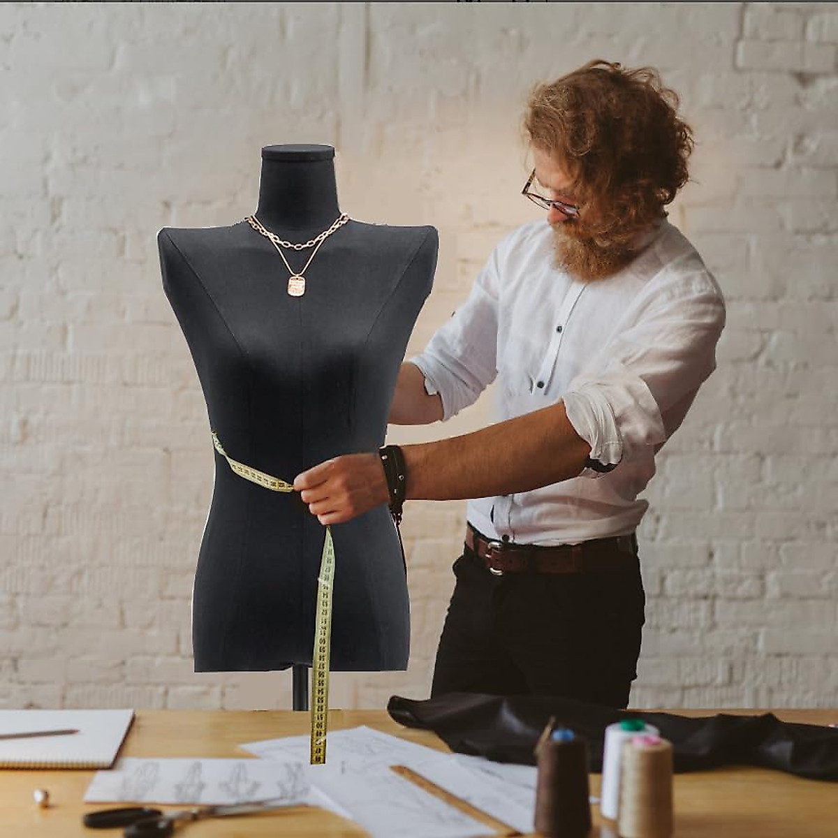 Female Dress Form Mannequin Torso, Adjustable Height 47-78 inch, Manikin Body Model with Rectangle Metal Base, Detachable Arms & Head, for Clothing Dress Jewelry Display Sewing