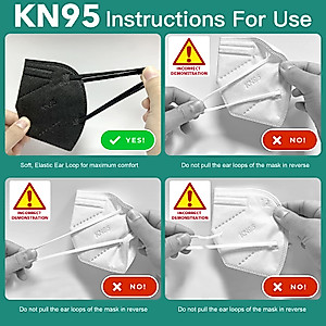 MOORAY Kids KN95 Mask 25 Pack ,Black KN95 Mask 5-Layer with Adjustable Ear Loop Disposable KN95 Face Masks Protection for Children