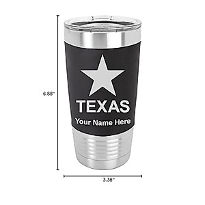 LaserGram 20oz Vacuum Insulated Tumbler Mug, Flag of Texas, Personalized Engraving Included (Silicone Grip, Black)