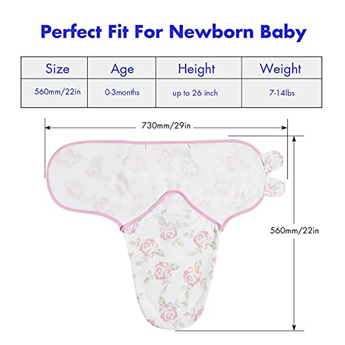 Soarwg Kids Baby Swaddle, Swaddle Blanket, Swaddle Sack, Nursery Swaddling Blankets 0-3 Months, STANDARD 100 by OEKO-TEX, Adjustable Newborn Swaddle Wrap Infant Sleep Sacks Babies Preemie 4 Pack Small