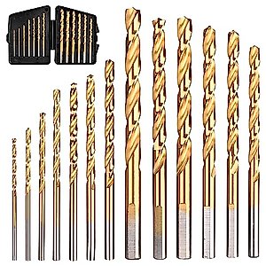 Titanium Drill Bit Set, HSS Twist Drill Bits, Quick Change Drill Bits Set Straight Shank, 135 Degree Metal Drill for General Purpose, 1/16"-1/2" by 11/64" 13 Piece Kit with Storage Case