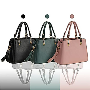 Pink Purses and Handbags for Women Vegan Leather Top Handle Tote Satchel Shoulder Bag with Crossbody Strap