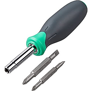 Amazon Brand - Denali 6 In 1 Multi-Bit Screwdriver/Nut Driver, Multicolor(Silver, Northern Glow Green, Grey)