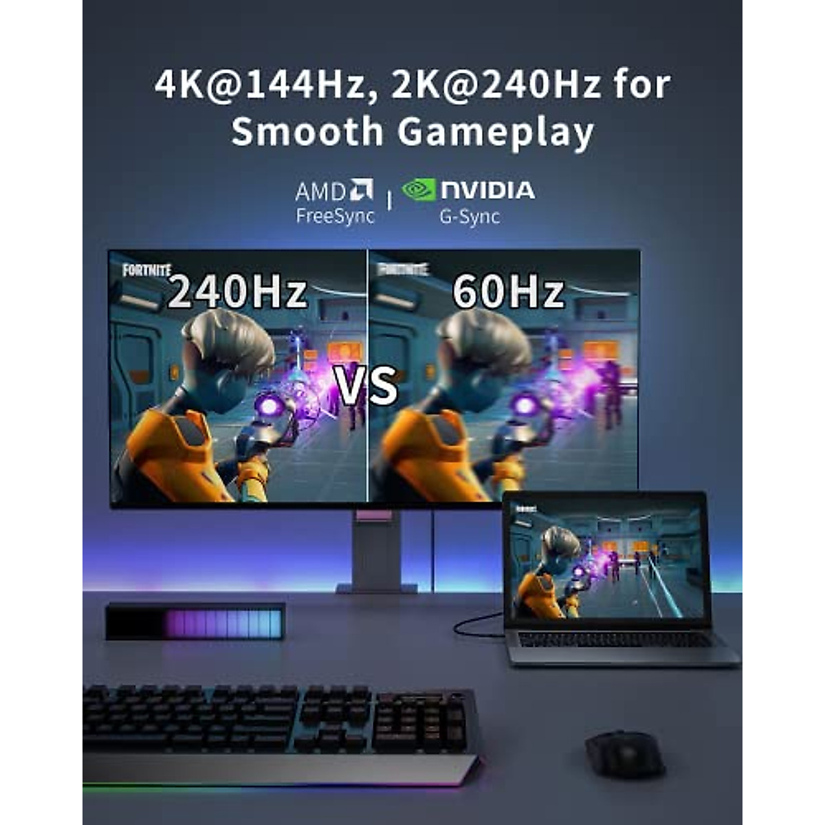 Silkland 8K Mini DisplayPort to DisplayPort 1.4 Cable, [8K@60Hz, 4K@144Hz, 2K@240Hz] 32.4Gbps Bi-Directional, HDR, G-Sync, Mini DP [Thunderbolt 2 Compatible] for Gaming Laptop, MacBook, Monitor,6.6FT