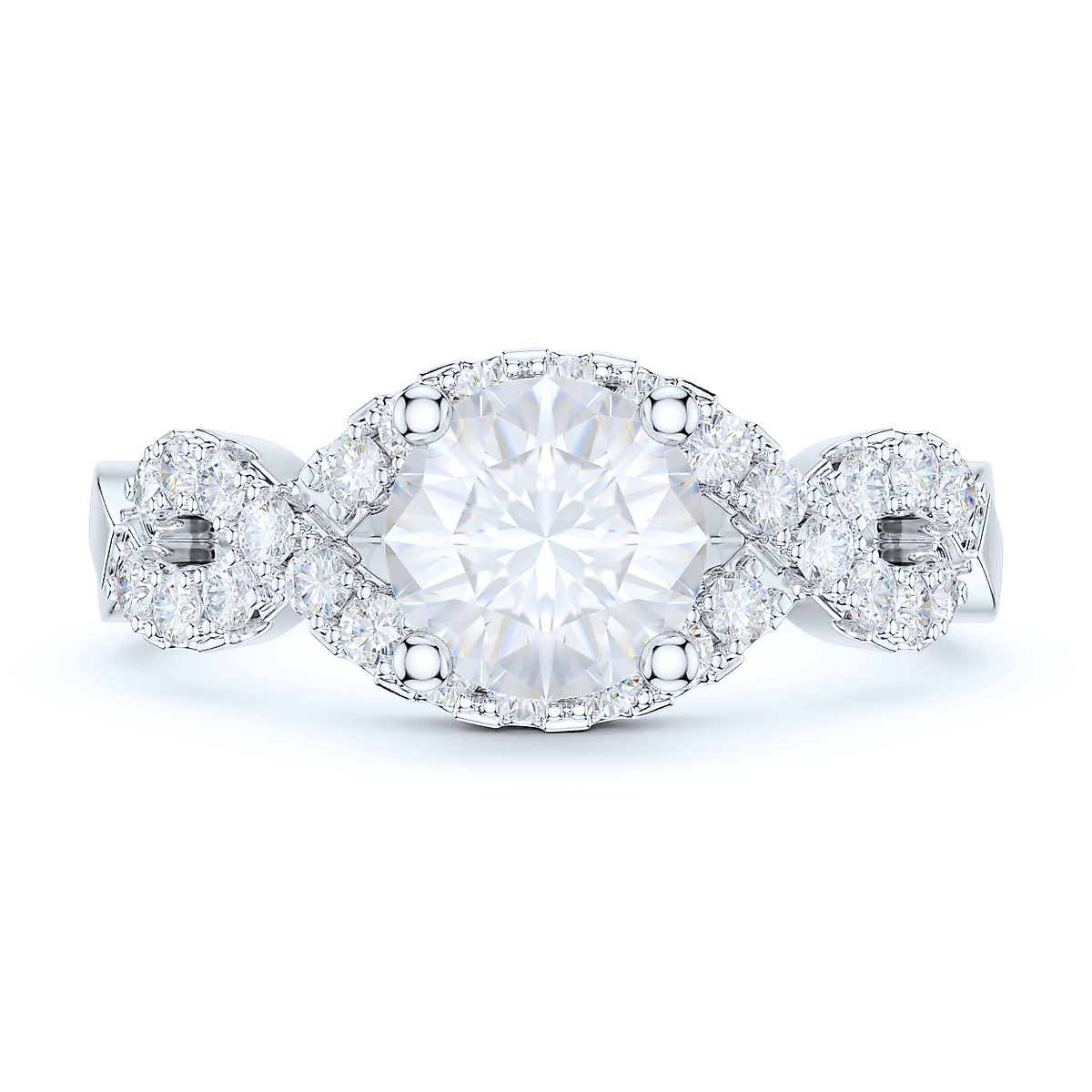 PRSTANI Sterling Silver Luxury Vintage Infinity Twisted Vine Simulated 1CT Round Brilliant Diamond Engagement Ring Halo Bridal Ring (11)