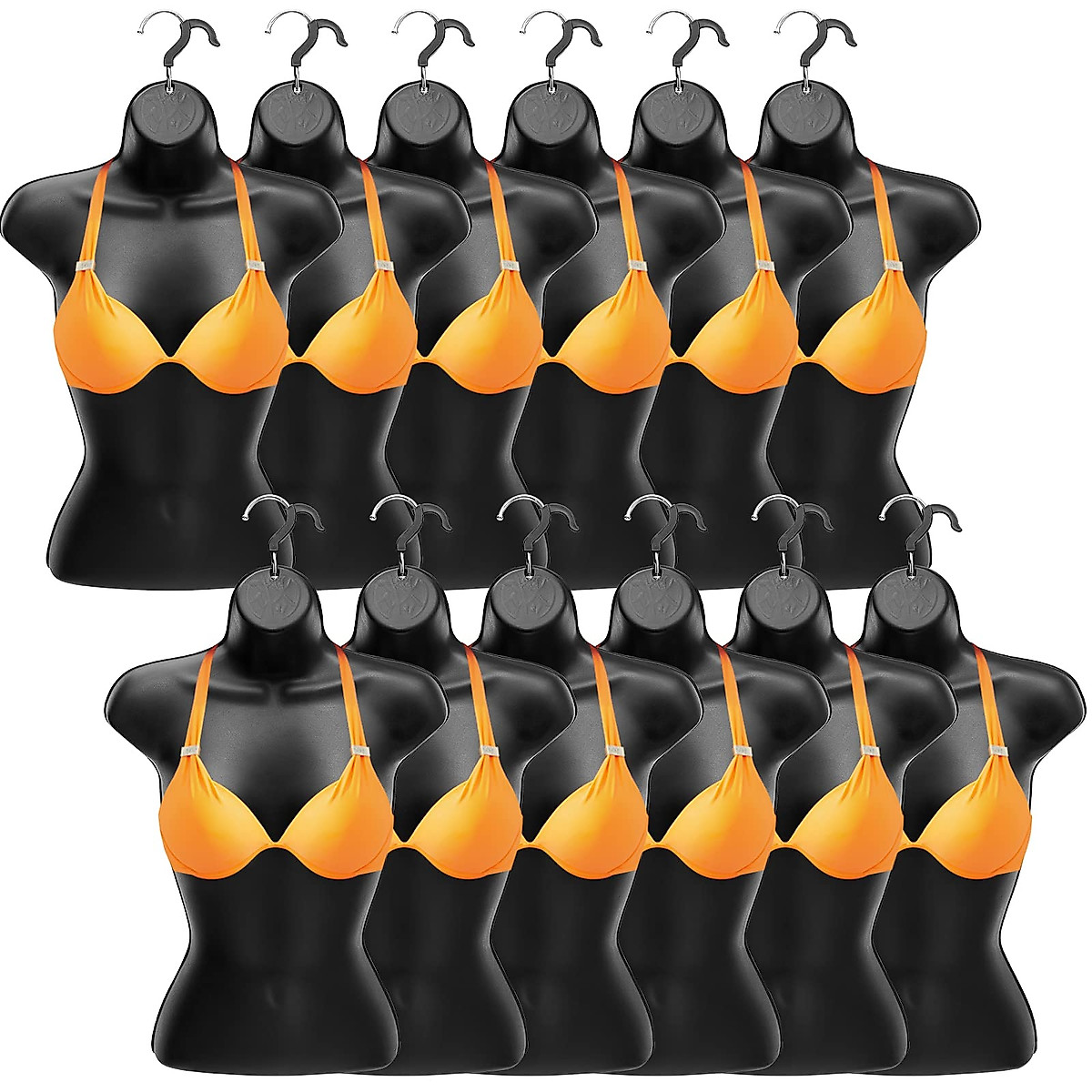 Dress Form Female Mannequin Torso Hollow Back Hanging Mannequin Body Manikin with Hook Half Body Shirt Clothing Display Plastic(12 Pcs,22.8 x 15.7 Inch)