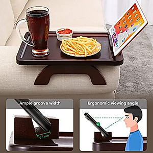 SINWANT Sofa Arm Tray Table Clip on Side Table, Couch Tray with 360° Rotating Phone Holder,Couch Arm Table Sofa Armrest Tray for Home,Living Room, Eating,Drinks,Snacks,Remote/Control