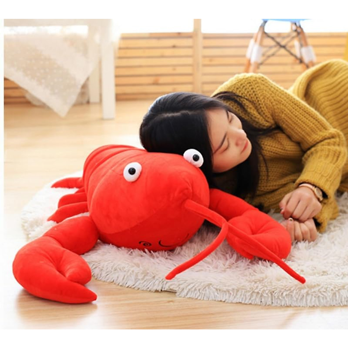 XIZHI Lobster Plush Stuffed Animal Lobster Plush Toy Lobster Pillow Suitable for Christmas and Birthday with Huggable Gifts (Red-Medium)