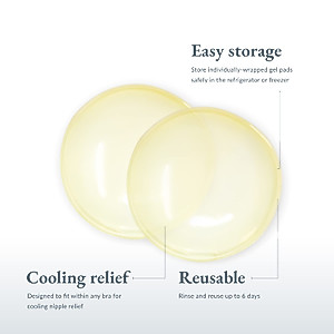 Ameda ComfortGel Nipple Gel Soothing Nursing Pads, Breast Pads Nipple Therapy, Breastfeeding Supplies, Reusable Cooling Relief HydroGel Pads, 1 Pair (2 Count)