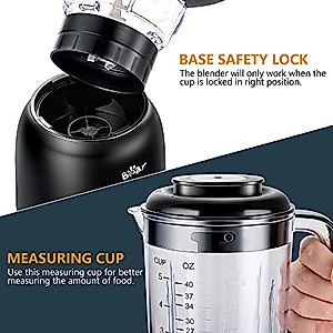 Bear Blender, 700W Smoothie Countertop Blender with 40oz Blender Cup for Shakes and Smoothies, 3-Speed for Crushing Ice, Puree and Frozen Fruit with Autonomous Clean